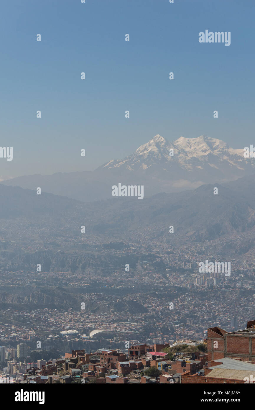 The city of La Paz high in the Andes Mountains in Bolivia - viewed from ...