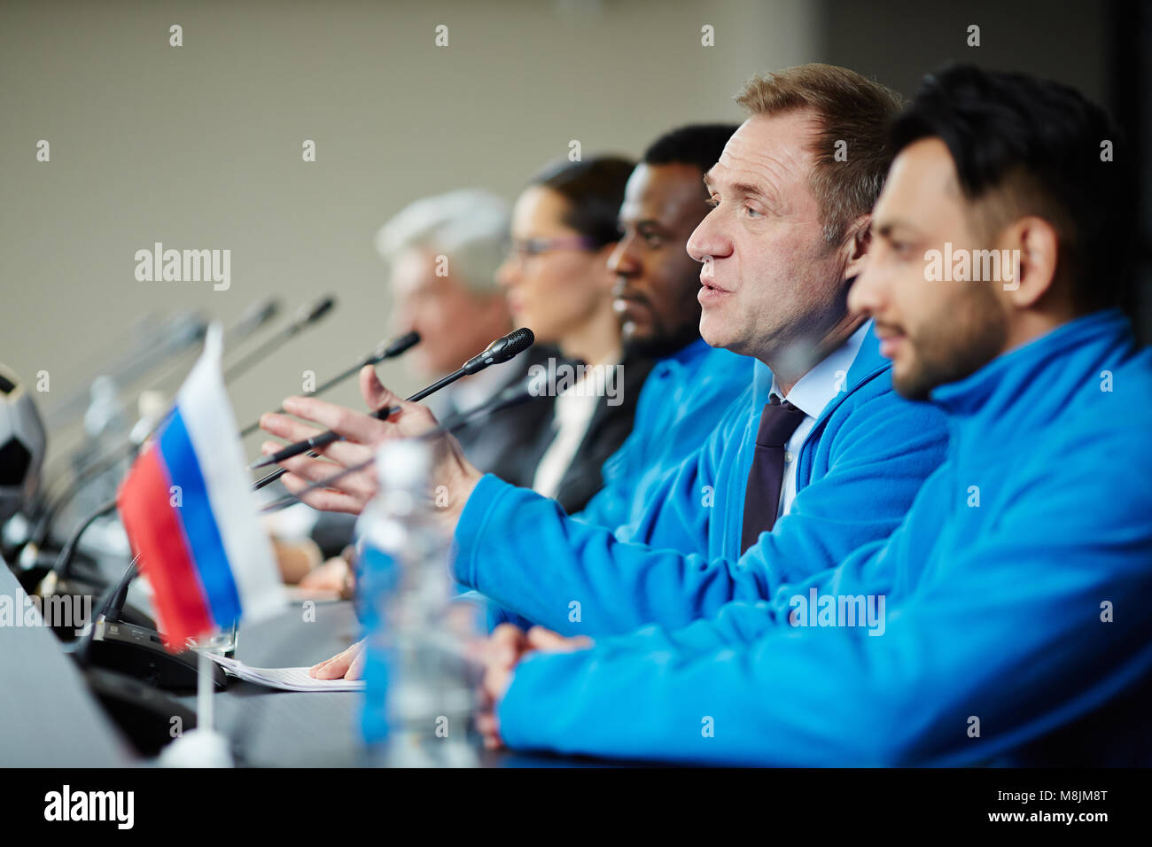 Speaking at conference Stock Photo - Alamy
