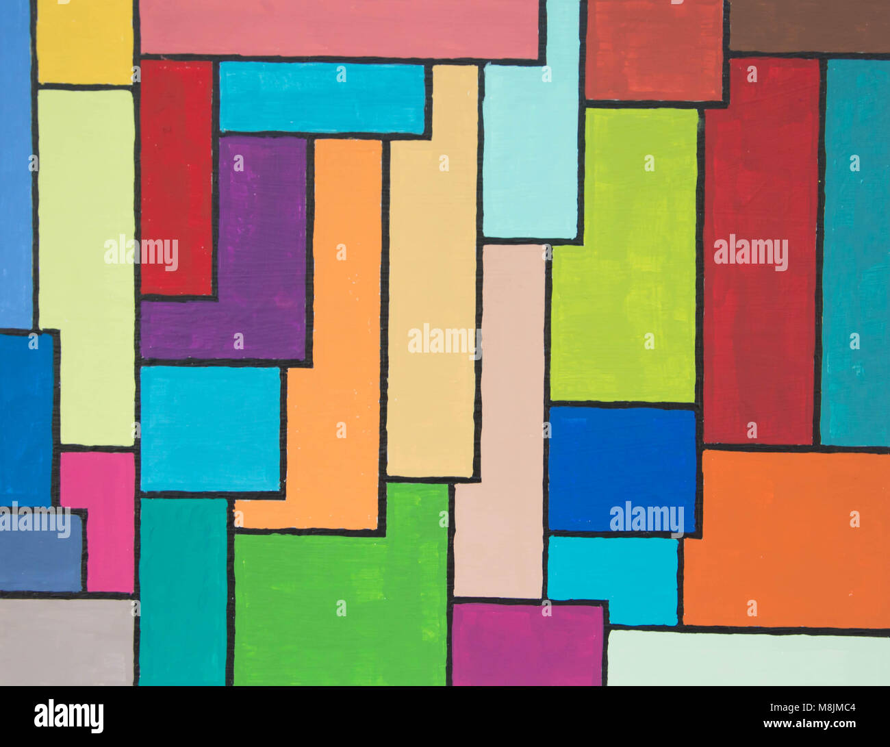 Hand painted colourful geometric pattern Stock Photo - Alamy