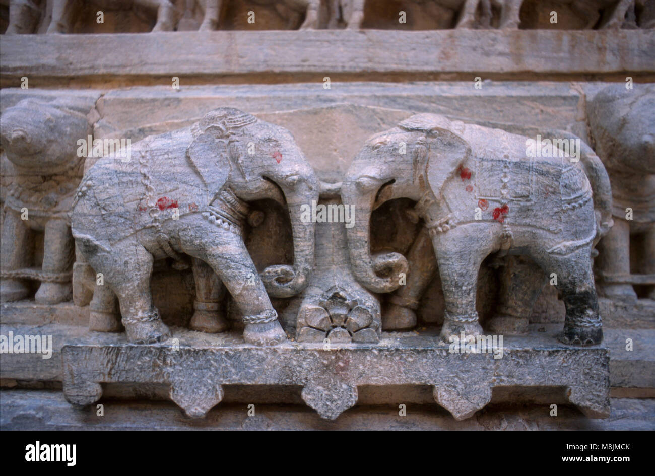 Detail of an engraved elephant Stock Photo - Alamy
