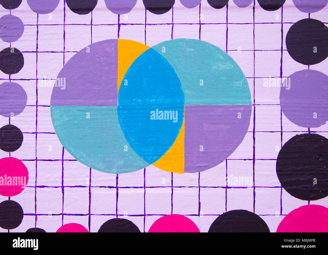 Hand painted geometric pattern in pink, purple and blue Stock Photo - Alamy