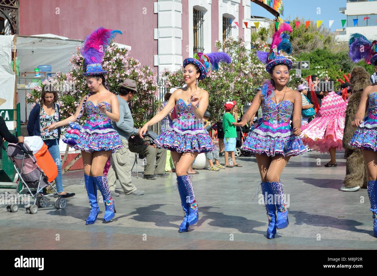 Bolivian dancers on Sun Festival in Arica, Chile Stock Photo - Alamy
