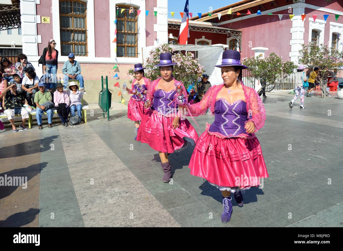 Bolivian dancers on Sun Festival in Arica, Chile Stock Photo - Alamy