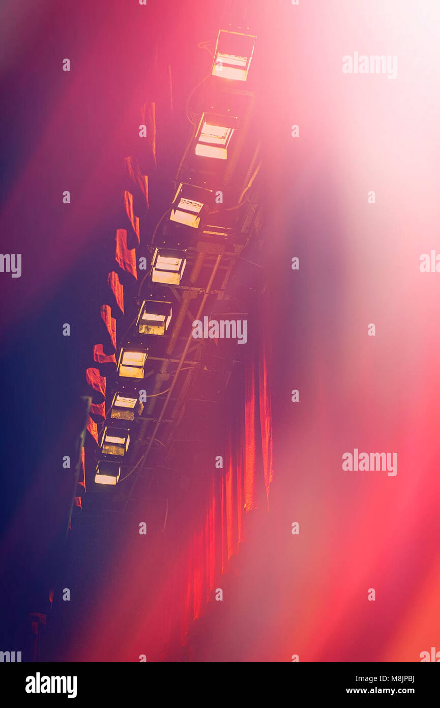 Theatrical lighting and curtain. Curtains with lighting in the concert ...