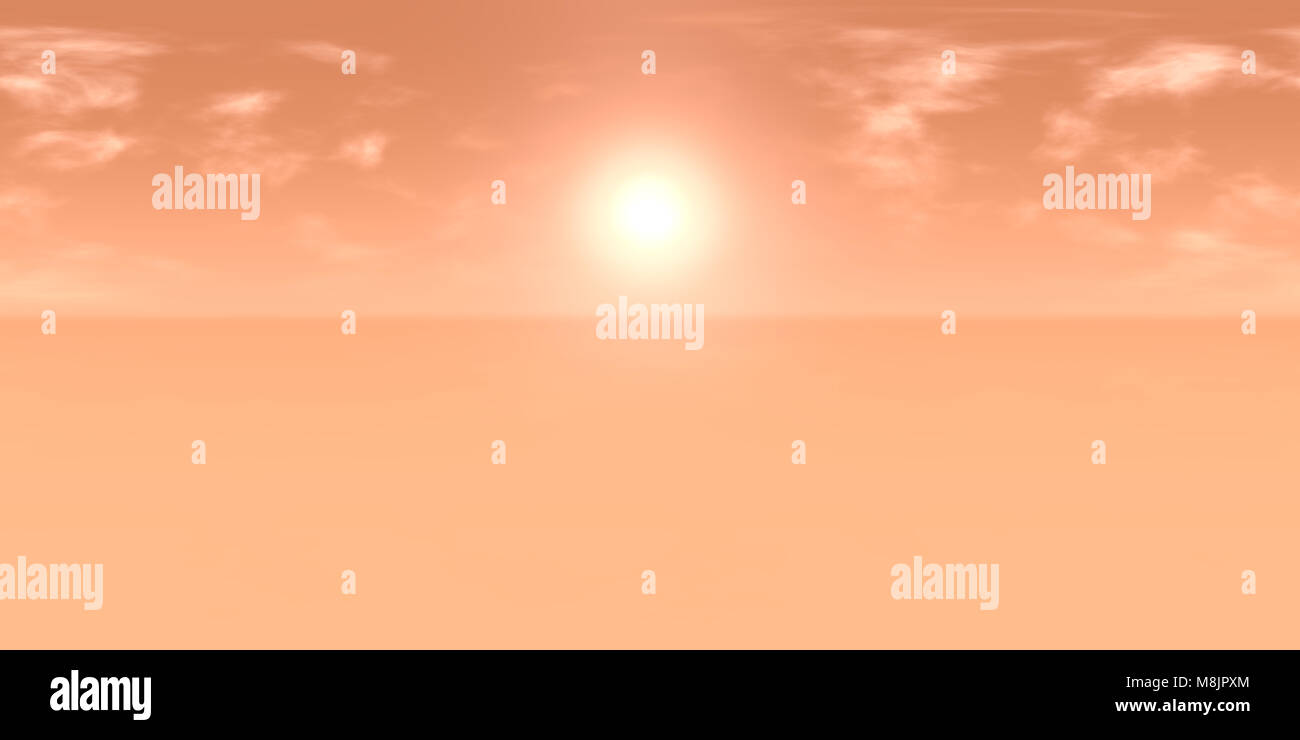 10k HDRI map: sun in cloudy red sky over an desert landscape on an ...