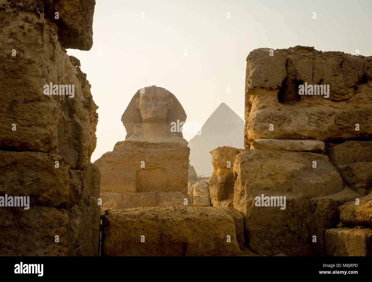 Sphinx and Pyramid at Giza Stock Photo - Alamy