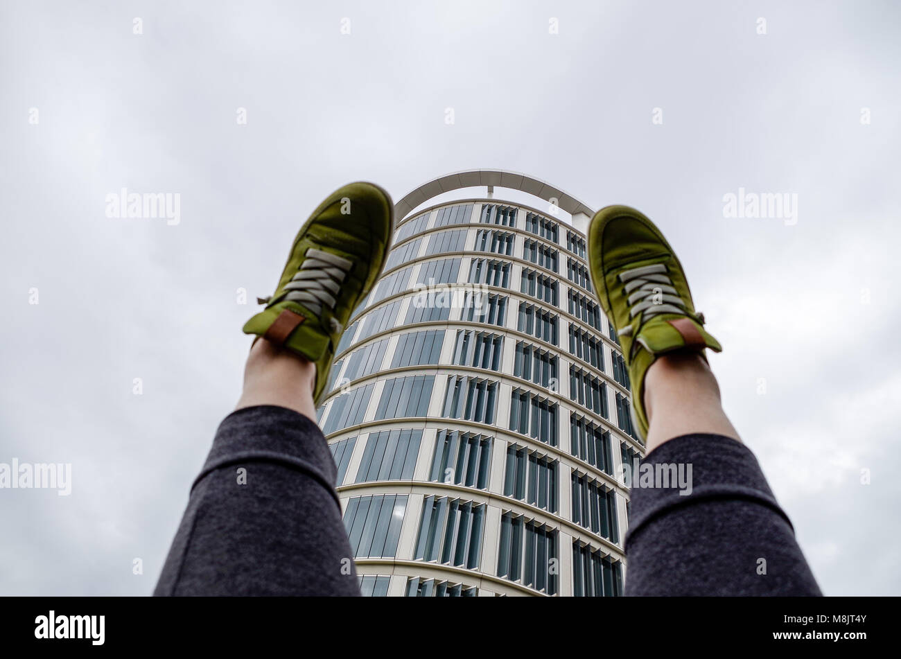 Pair of green running shoes or sneakers in Hamburg, Germany Stock Photo ...