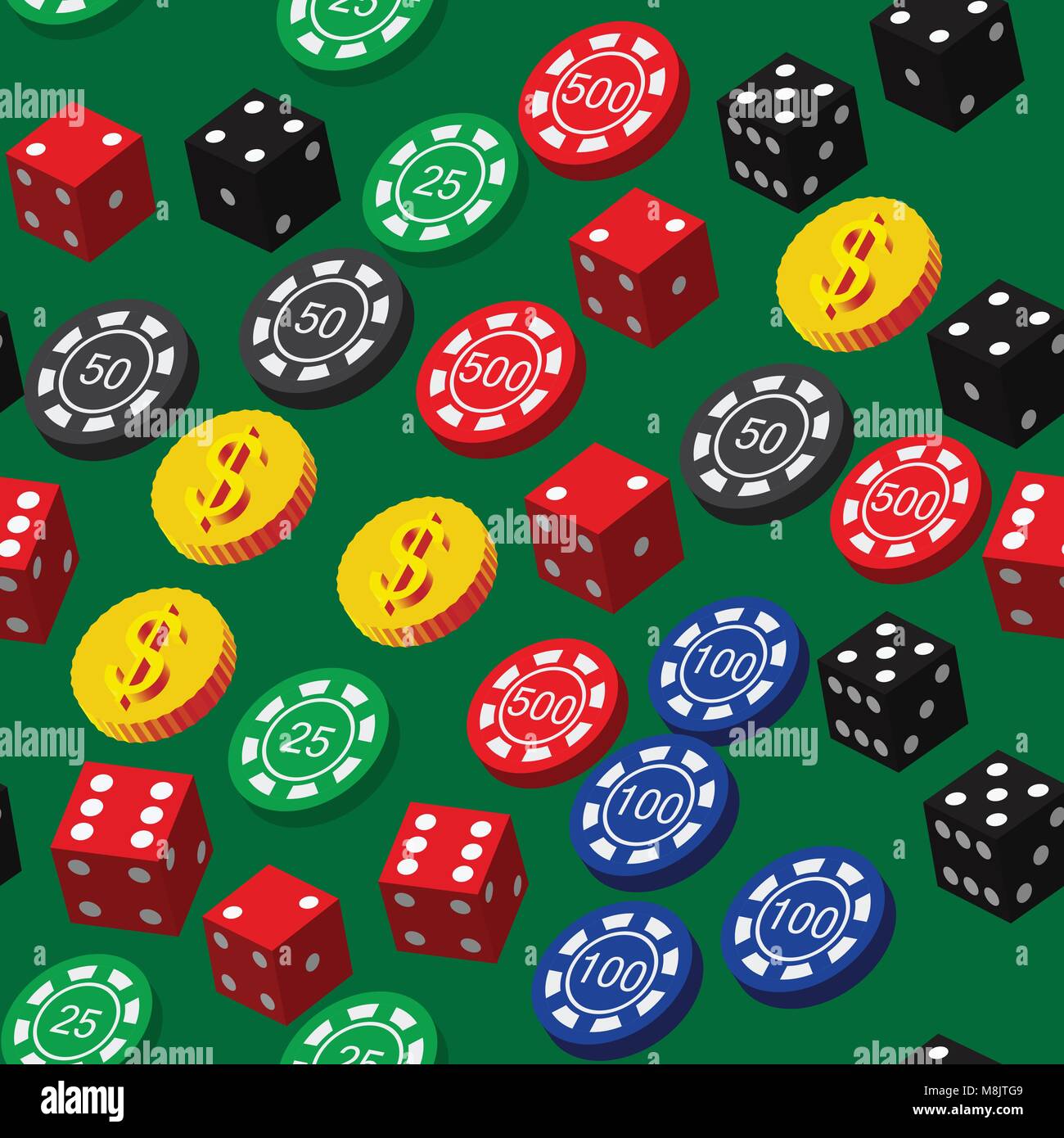 Dice coins poker chips Stock Vector Images - Alamy