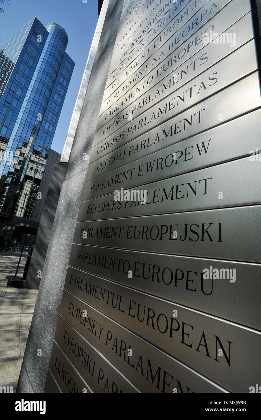 Altiero Spinelli building and names of European Parliament in all ...