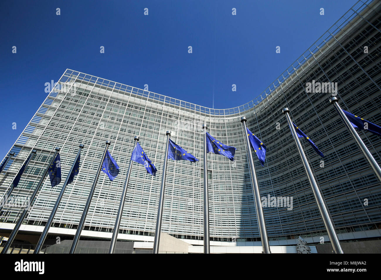 EU flags in front of Berlaymont building, headquarters of the European ...