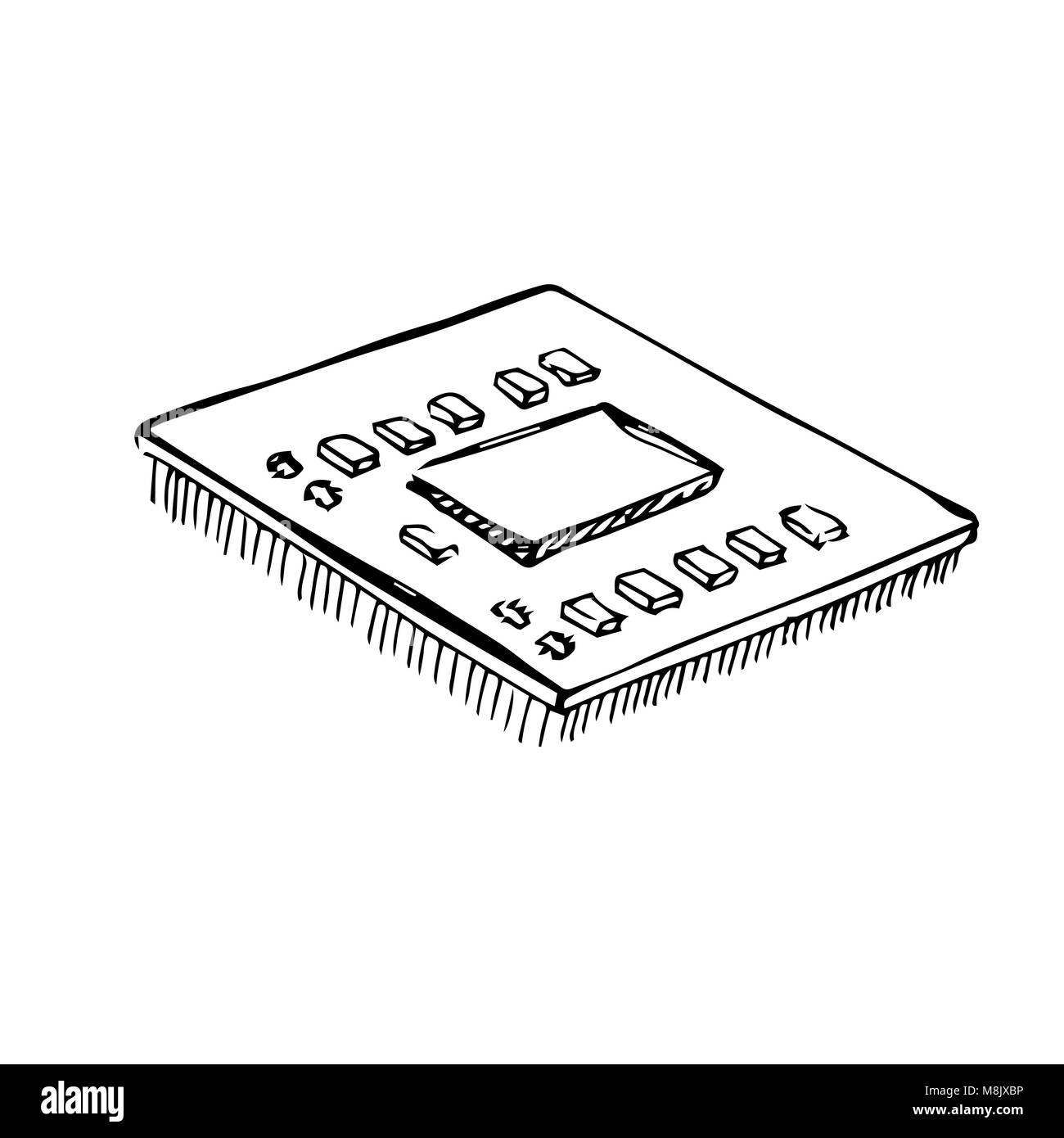 Microprocessor, cpu, processor isolated on white background. Vector ... Microprocessor, cpu, processor isolated on white background. Vector ...