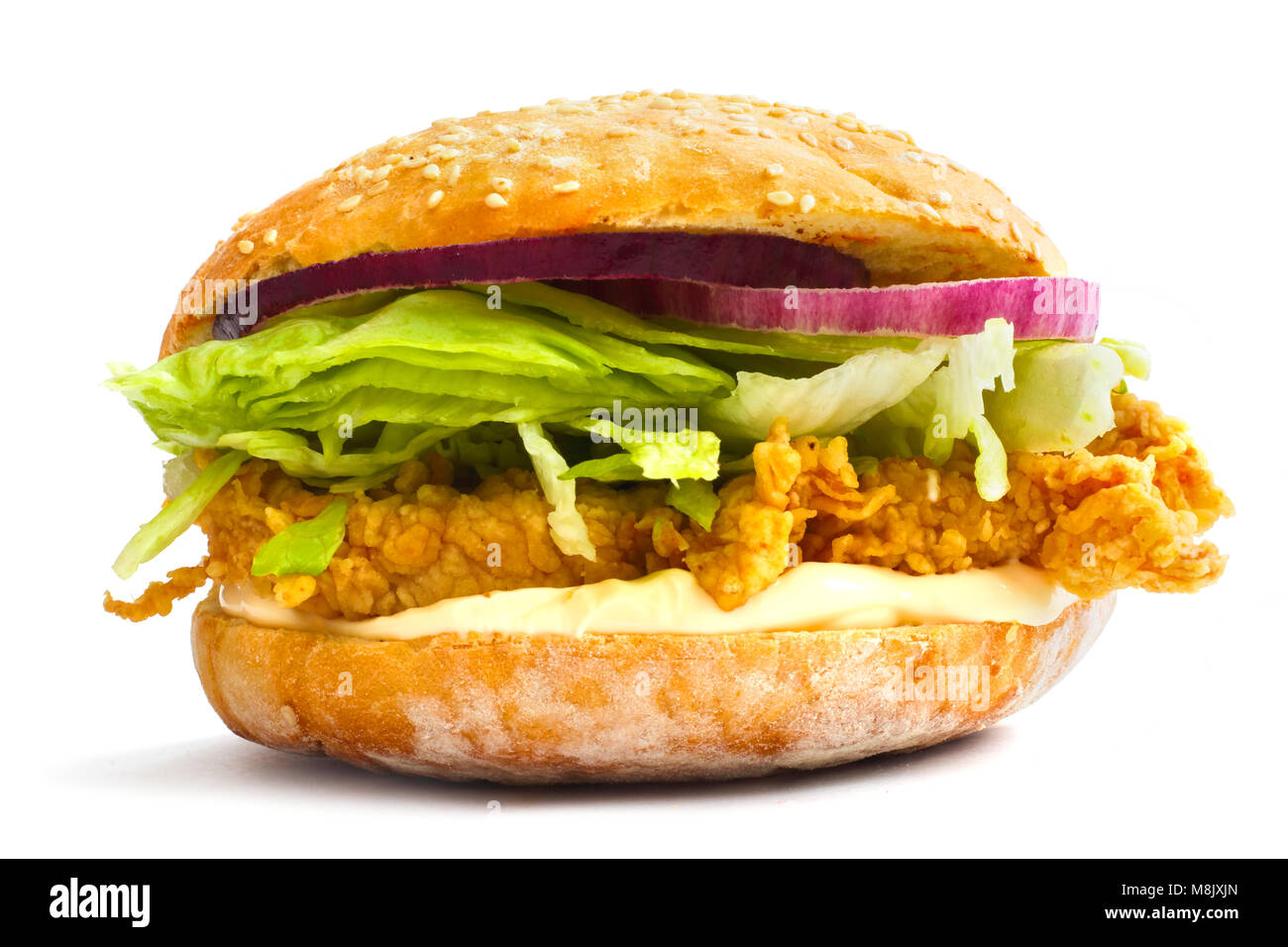 Classic Chicken Burger Isolated on white background Stock Photo - Alamy