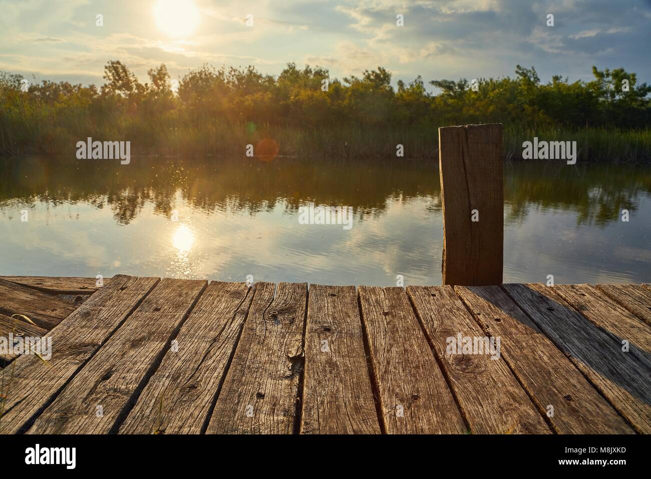 Lakeside pier detail Stock Photo - Alamy