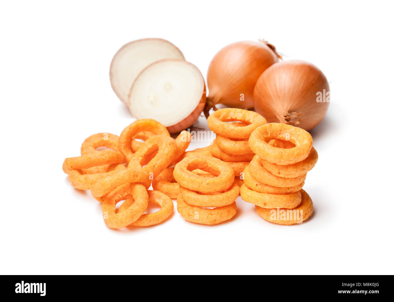 Crispy fried onion rings isolated on white Stock Photo - Alamy