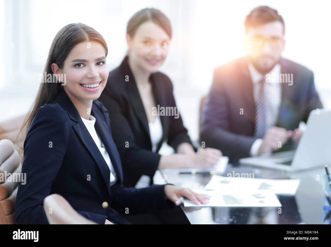 closeup.employees in the office Stock Photo - Alamy