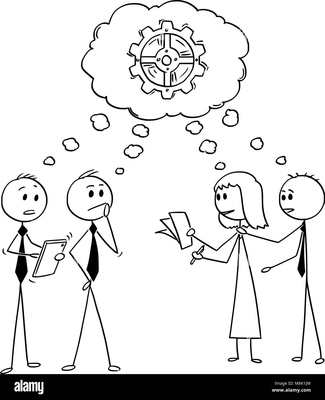 Cartoon of Business Team or People Thinking about Problem Stock Vector ...