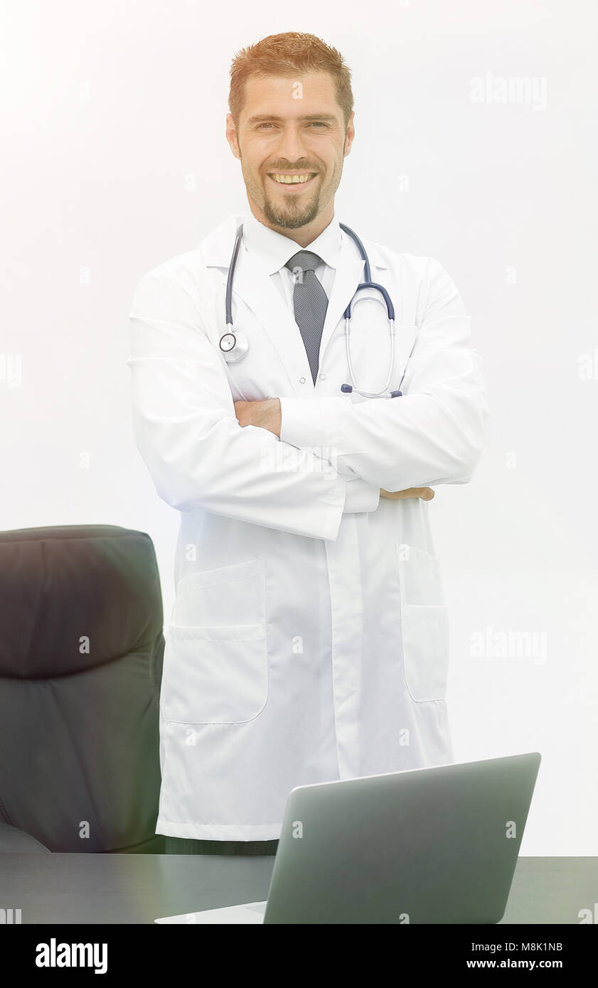 Portrait physician nurse standing desk hi-res stock photography and ...