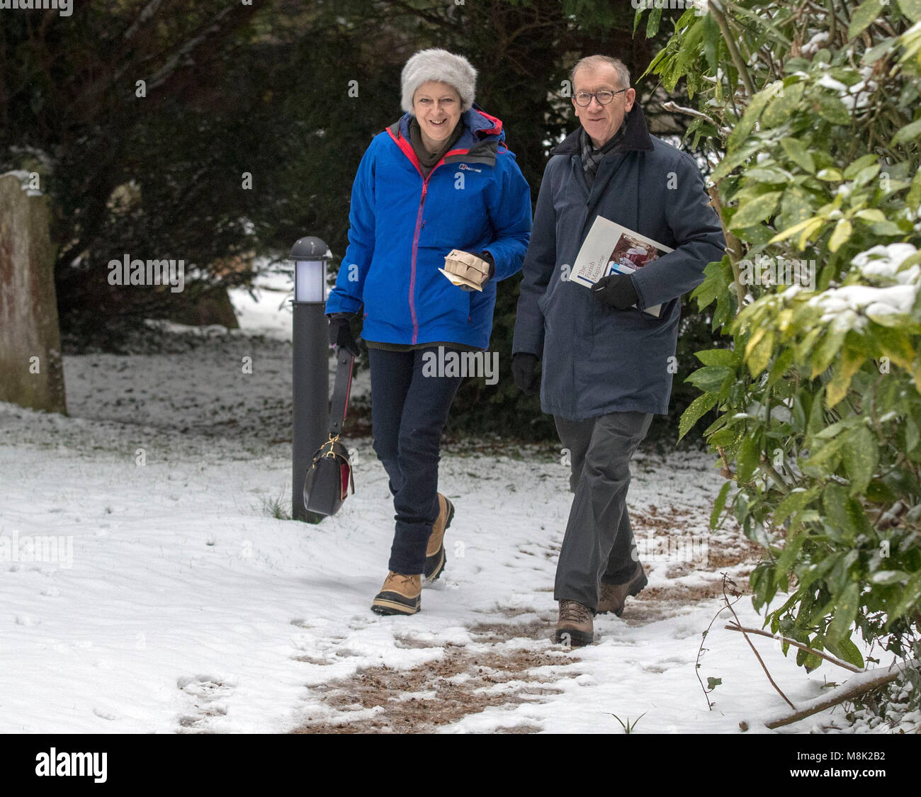 Prime Minister Theresa May and her husband Philip attending a church ...