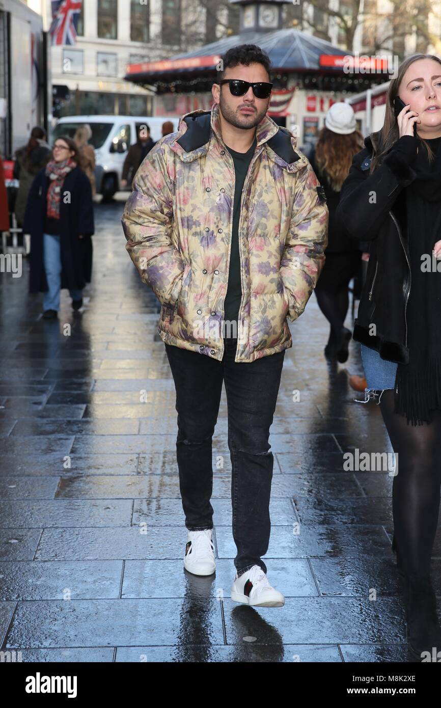 Ryan Thomas wearing sunglasses as he leaves Global Studios in London ...