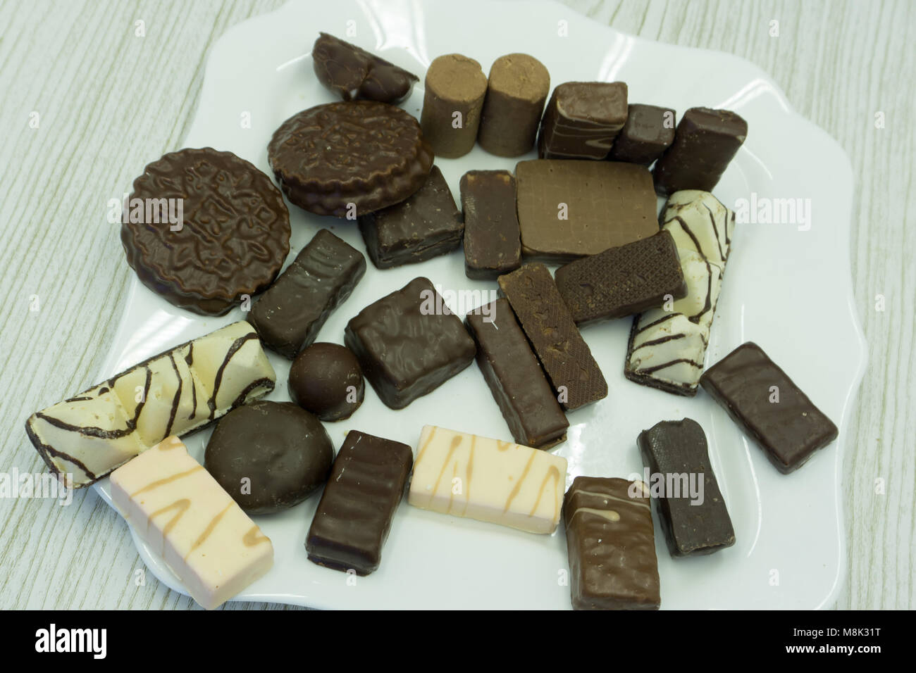 Shot of a chocolate pralines in a store Stock Photo - Alamy