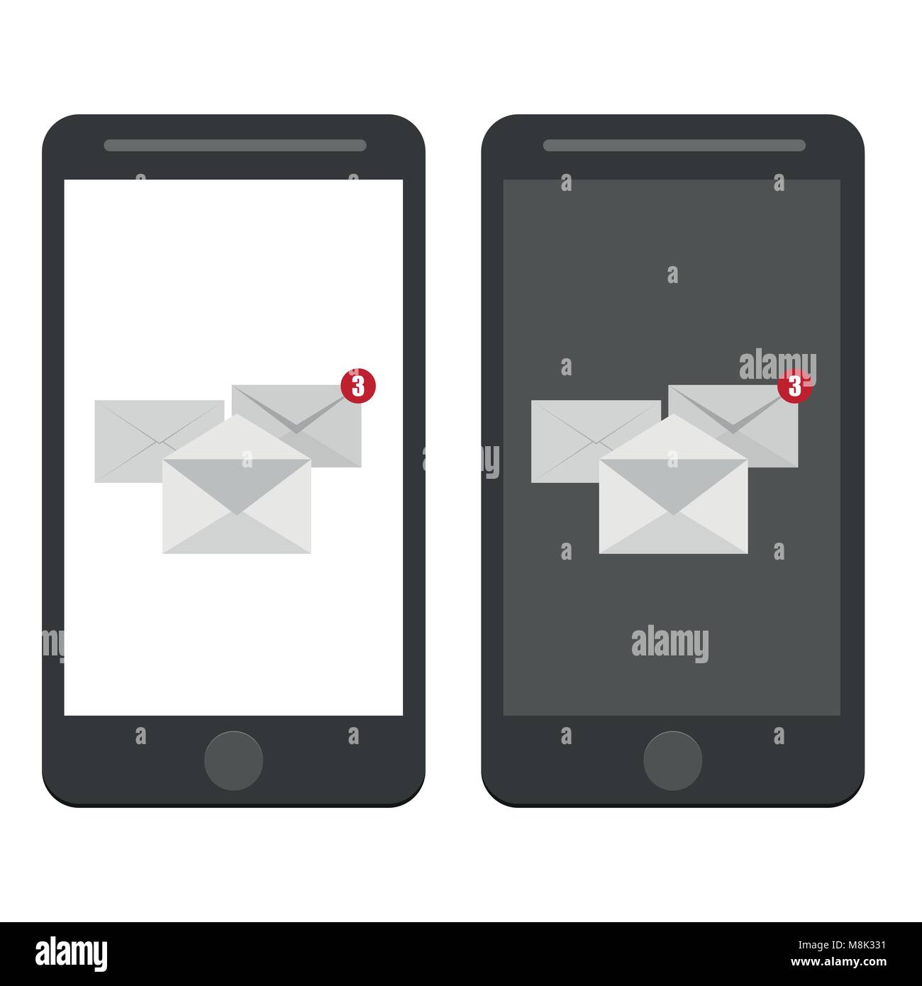 White envelopes letter with counter notification, concept of incoming ...
