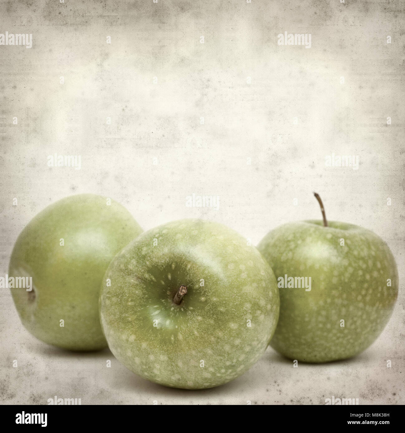 textured old paper background with green apples Stock Photo - Alamy