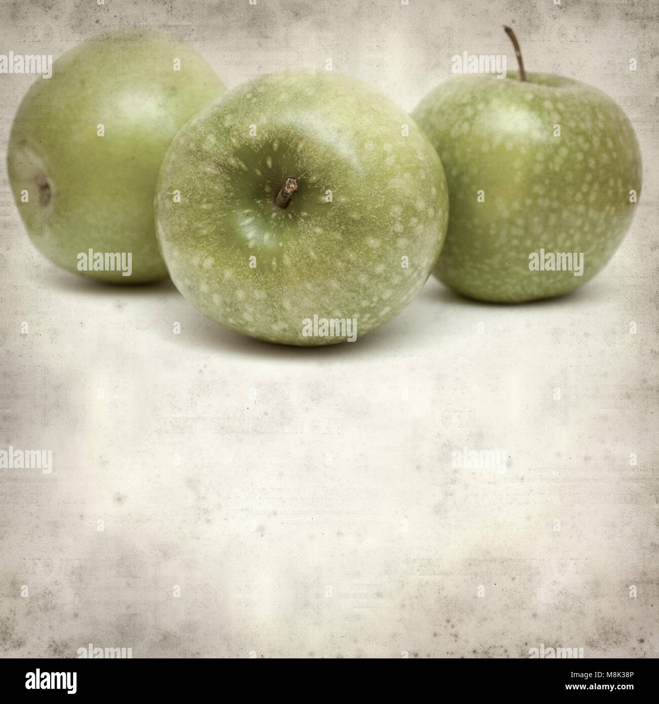 textured old paper background with green apples Stock Photo - Alamy