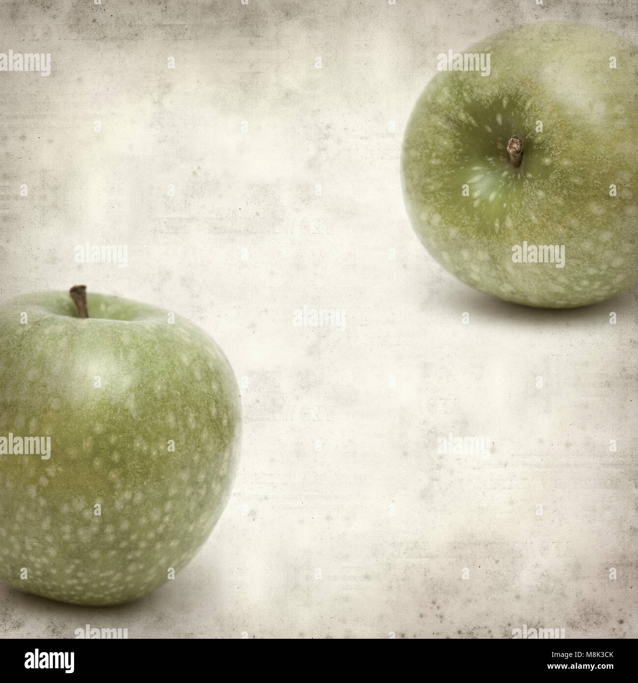 textured old paper background with green apples Stock Photo - Alamy