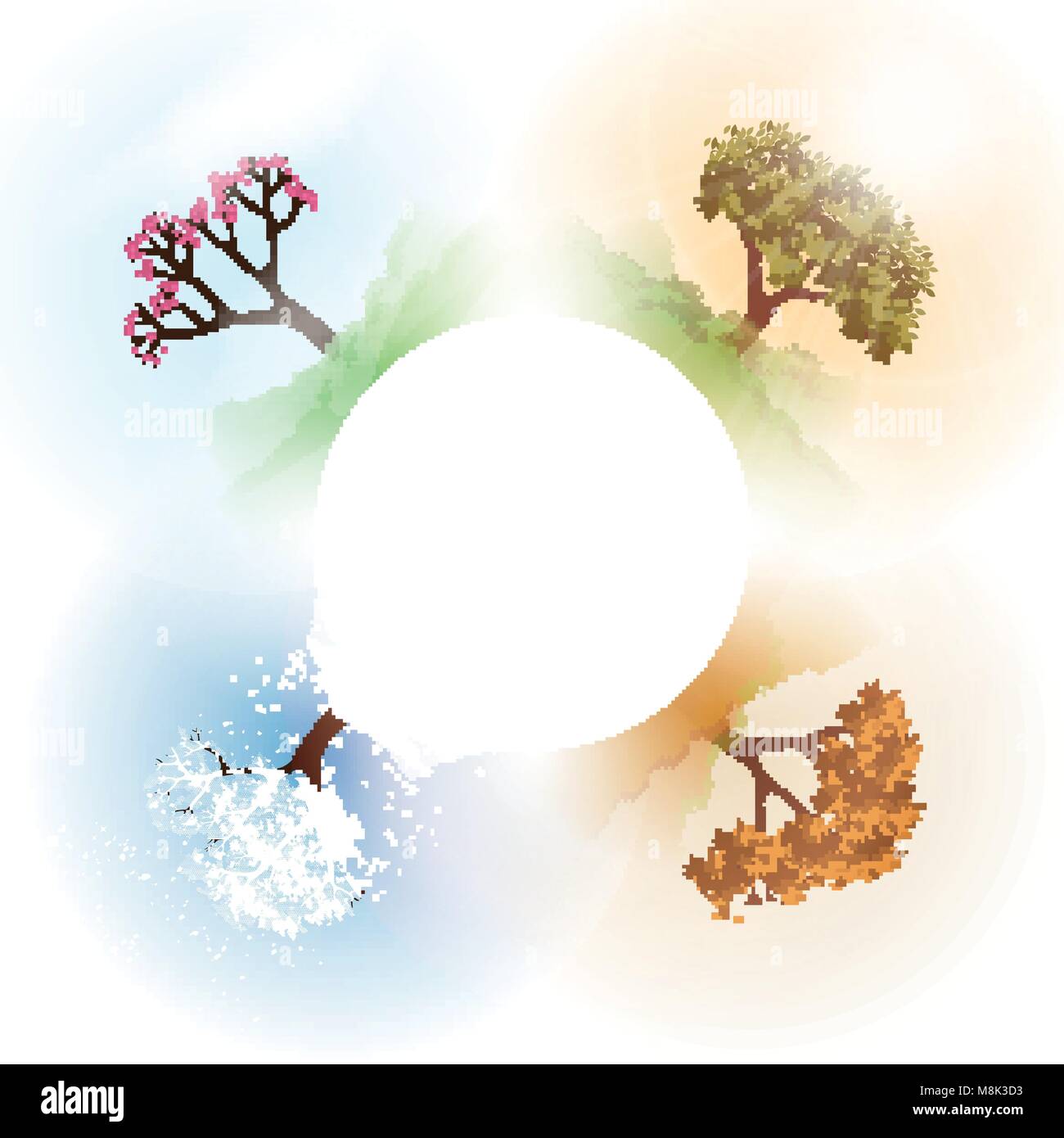 Four Seasons Spring, Summer, Autumn, Winter Banners with Abstract Trees ...