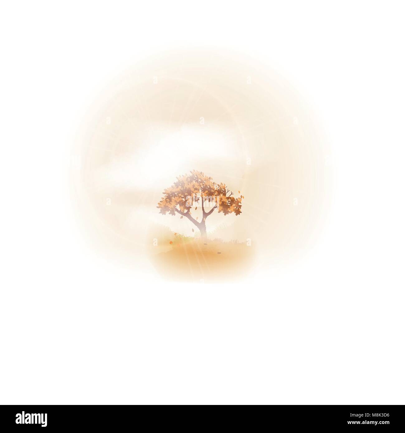 Autumn with Tree and Falling Leaves - Vector Illustration Stock Vector ...