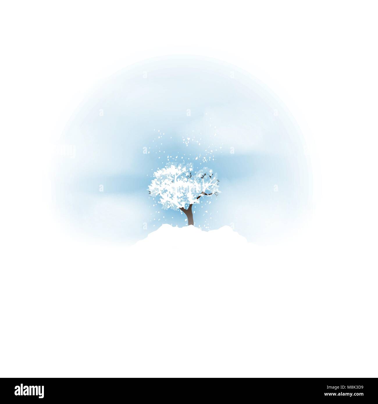 Winter with Tree and Falling Snow - Vector Illustration Stock Vector ...