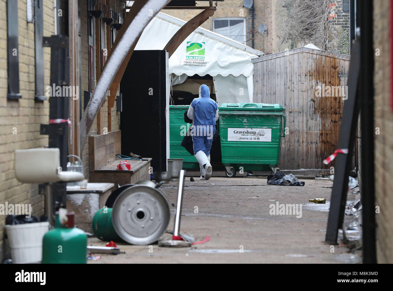 The scene behind Blake's nightclub in Gravesend after a car drove down ...
