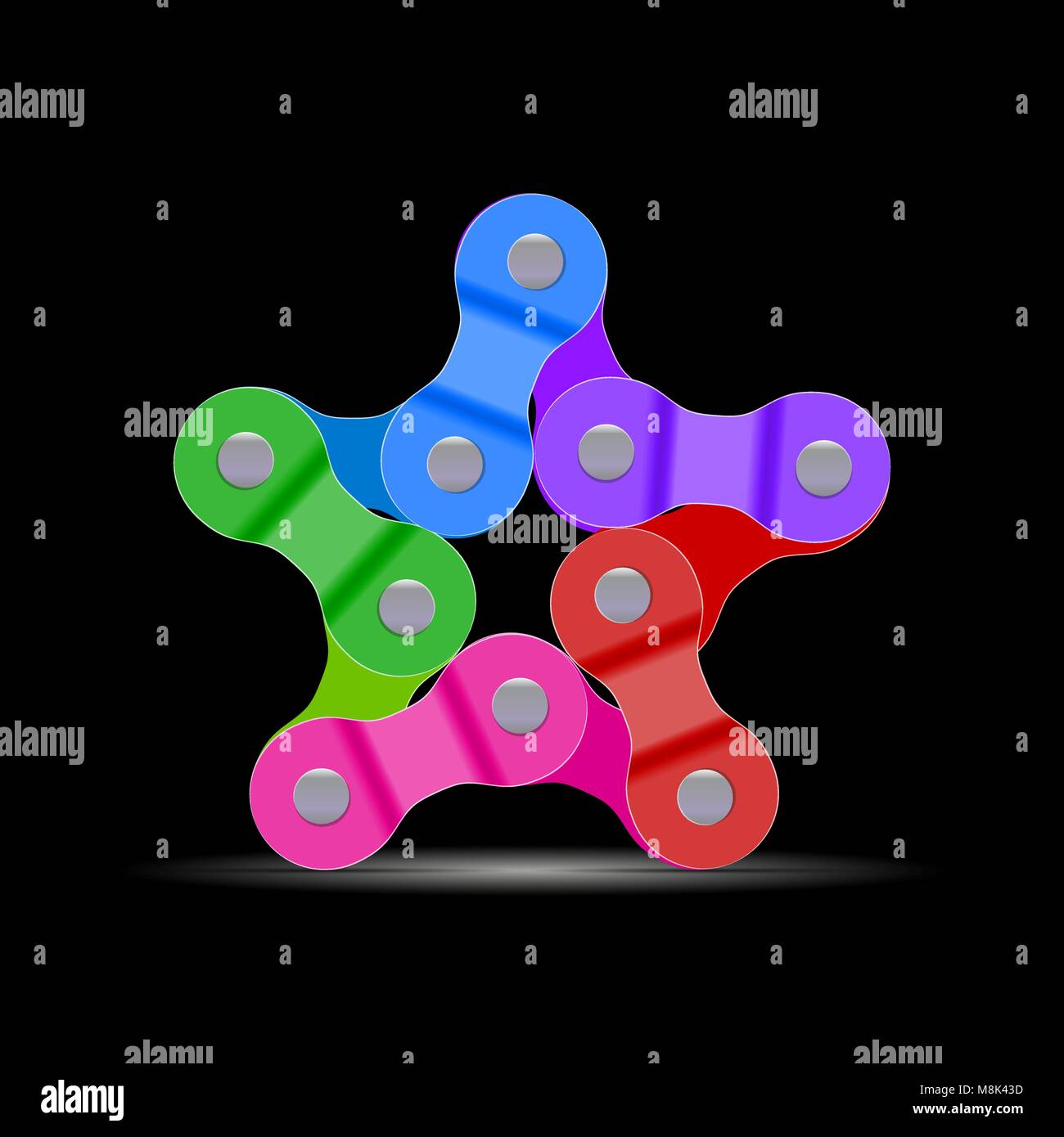 Vector Five Pointed Star Made of Bike or Bicycle Chain Stock Vector ...