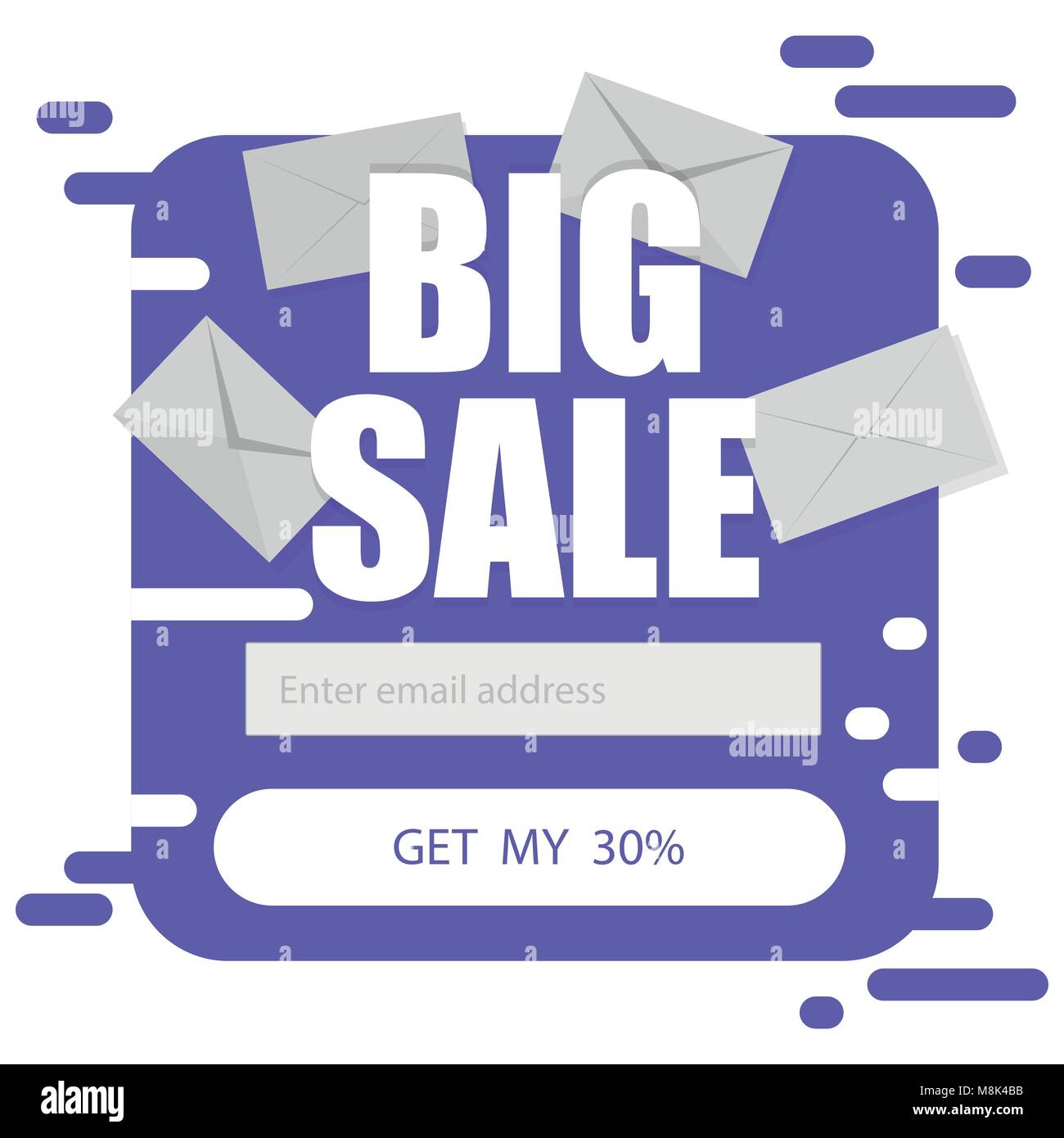 Vector template for email subscribe in purple on a white background ...