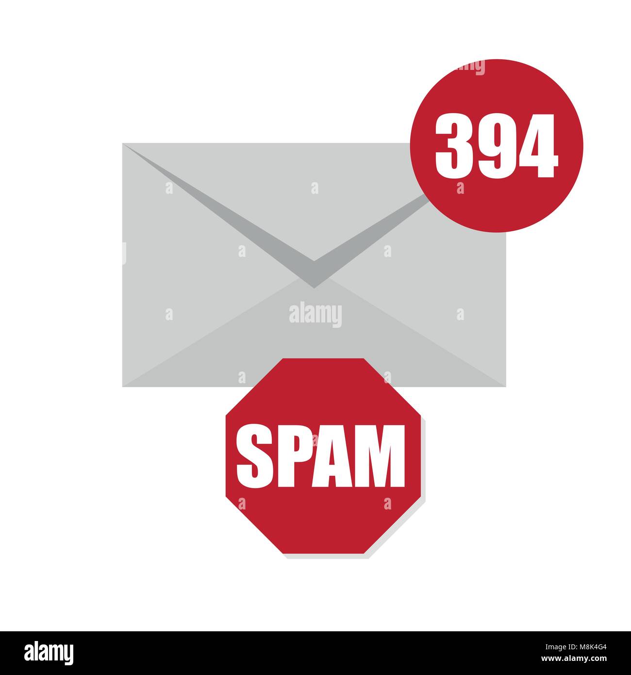 Vector illustration of spam envelope icon with counter and red sign on ...