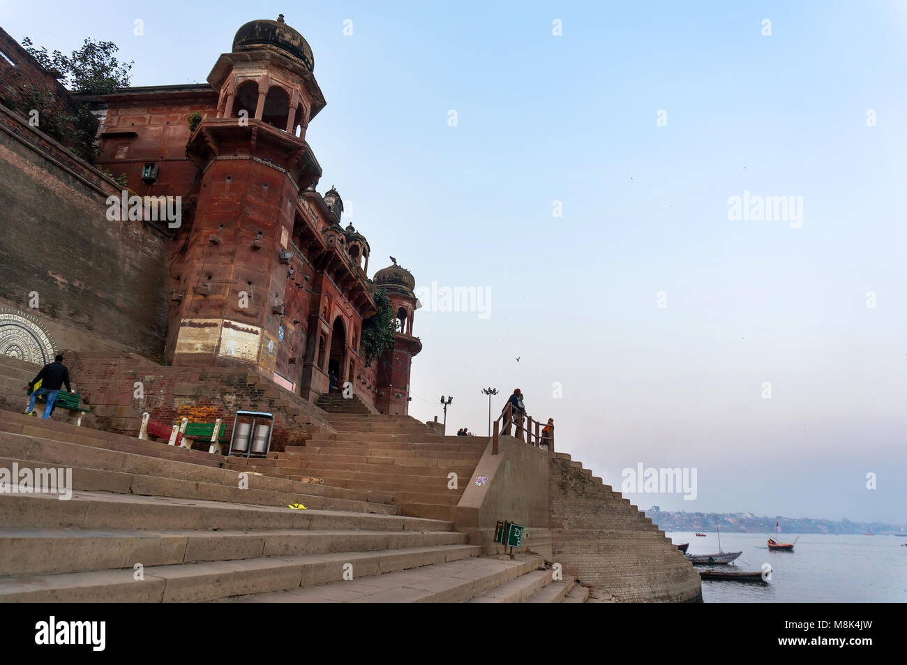 stairs of Ghat a place for cremation of corpses. Holy city of Varanasi ...