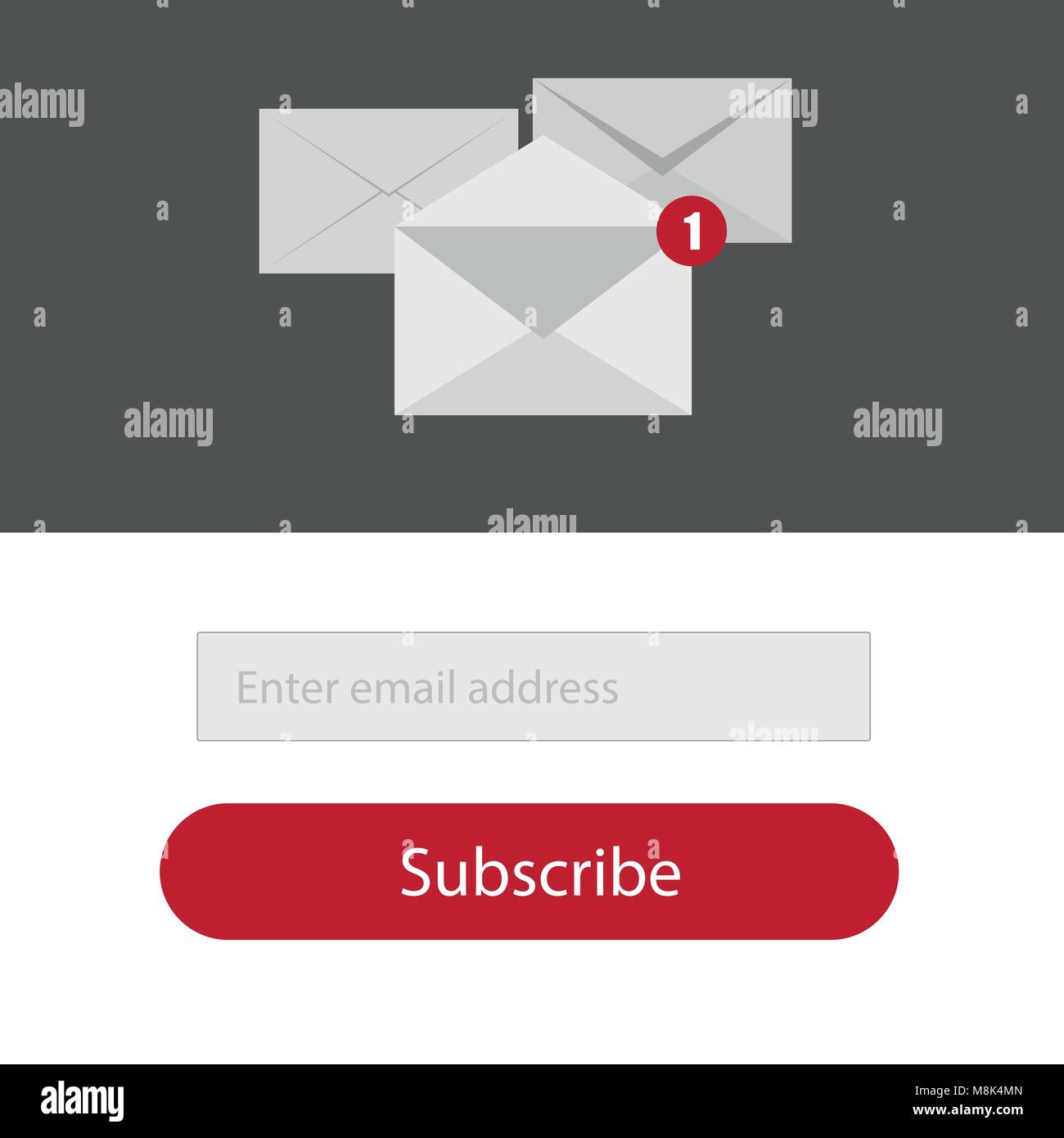 Light Subscribe To Newsletter Form In Red Grey And Whitte Colors Email Vector Stock Vector