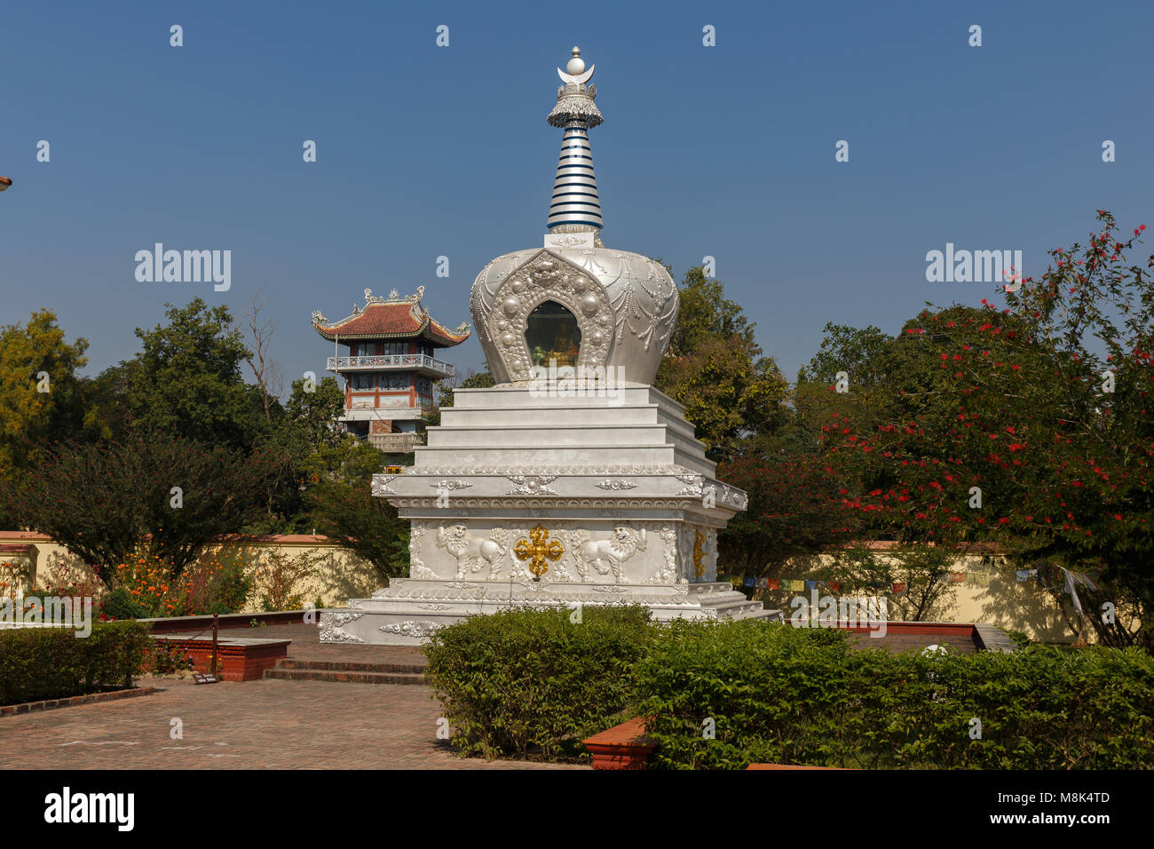Lumbini, Nepal - November 17, 2016: Stupa at Geden International ...