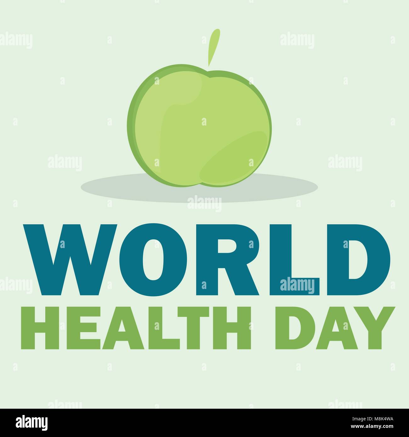 World health day card. Vector illustration with green apple and text ...