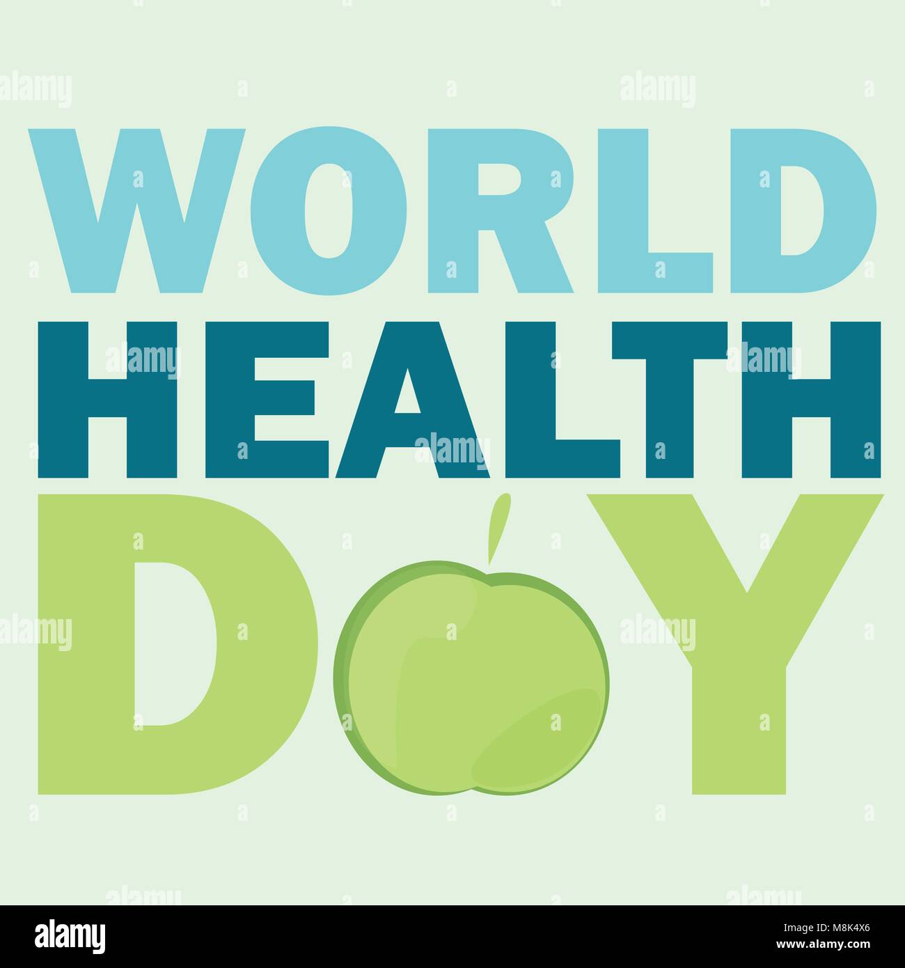 World health day card. Vector illustration with green apple and text ...