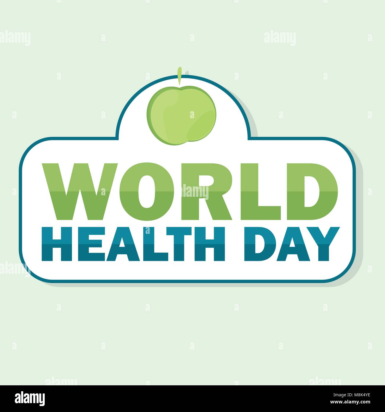 World health day card. Vector illustration with green apple and text ...