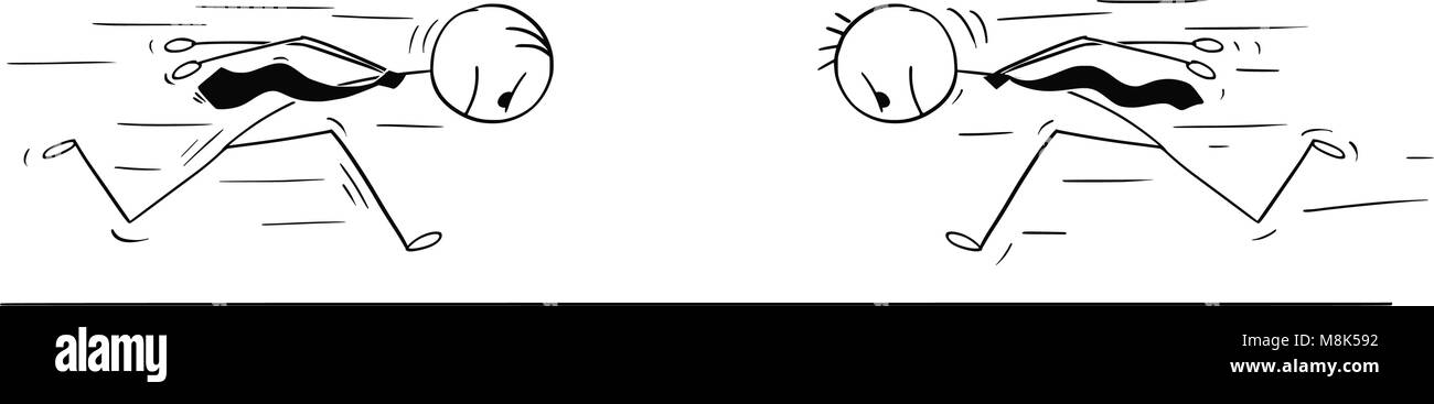 Cartoon of Two Headstrong Businessmen Running Head First Against Each ...