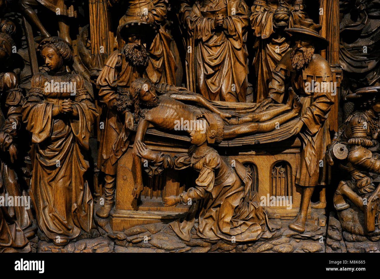Socle of an altarpiece, predella with scenes from the Passion of Christ ...
