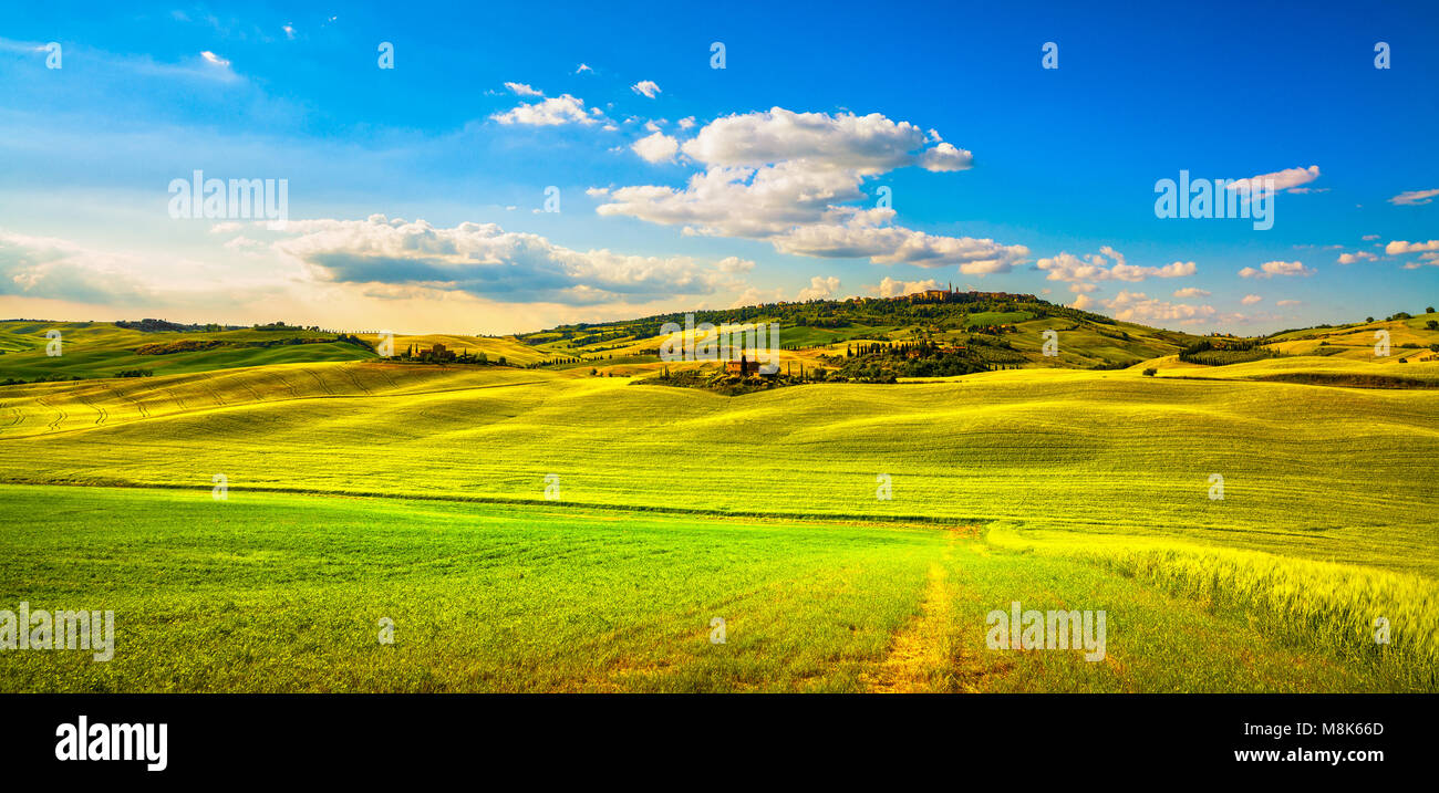 Tuscany spring, Pienza italian medieval village and countryside. Siena ...