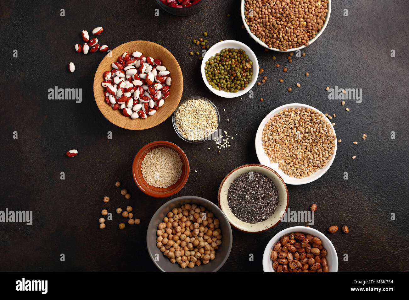 Various beans and cereals, healthy food Stock Photo - Alamy