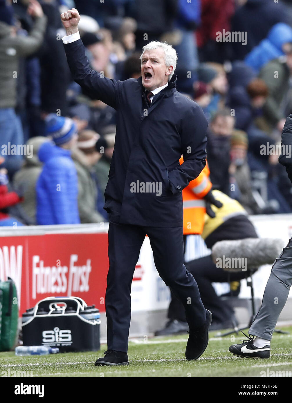 Southampton manager Mark Hughes celebrates Cedric Soares (not pictured ...