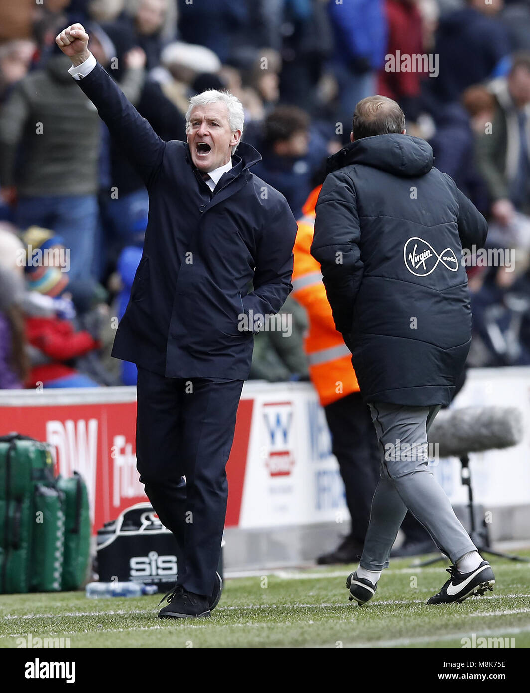 Southampton manager Mark Hughes celebrates Cedric Soares (not pictured ...