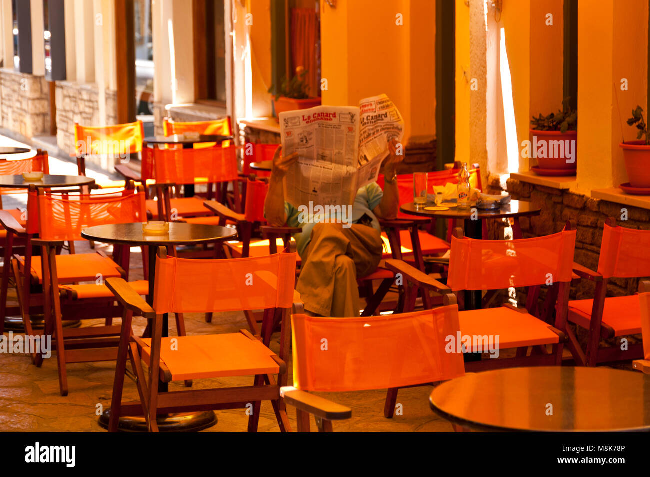 Sidewalk cafe on Samos Stock Photo - Alamy