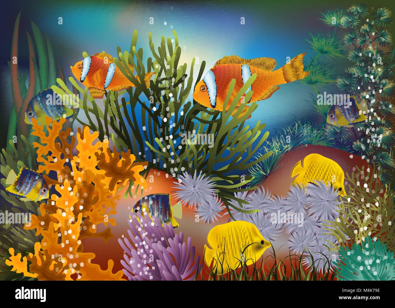 Shoal fish on coral Stock Vector Images - Alamy