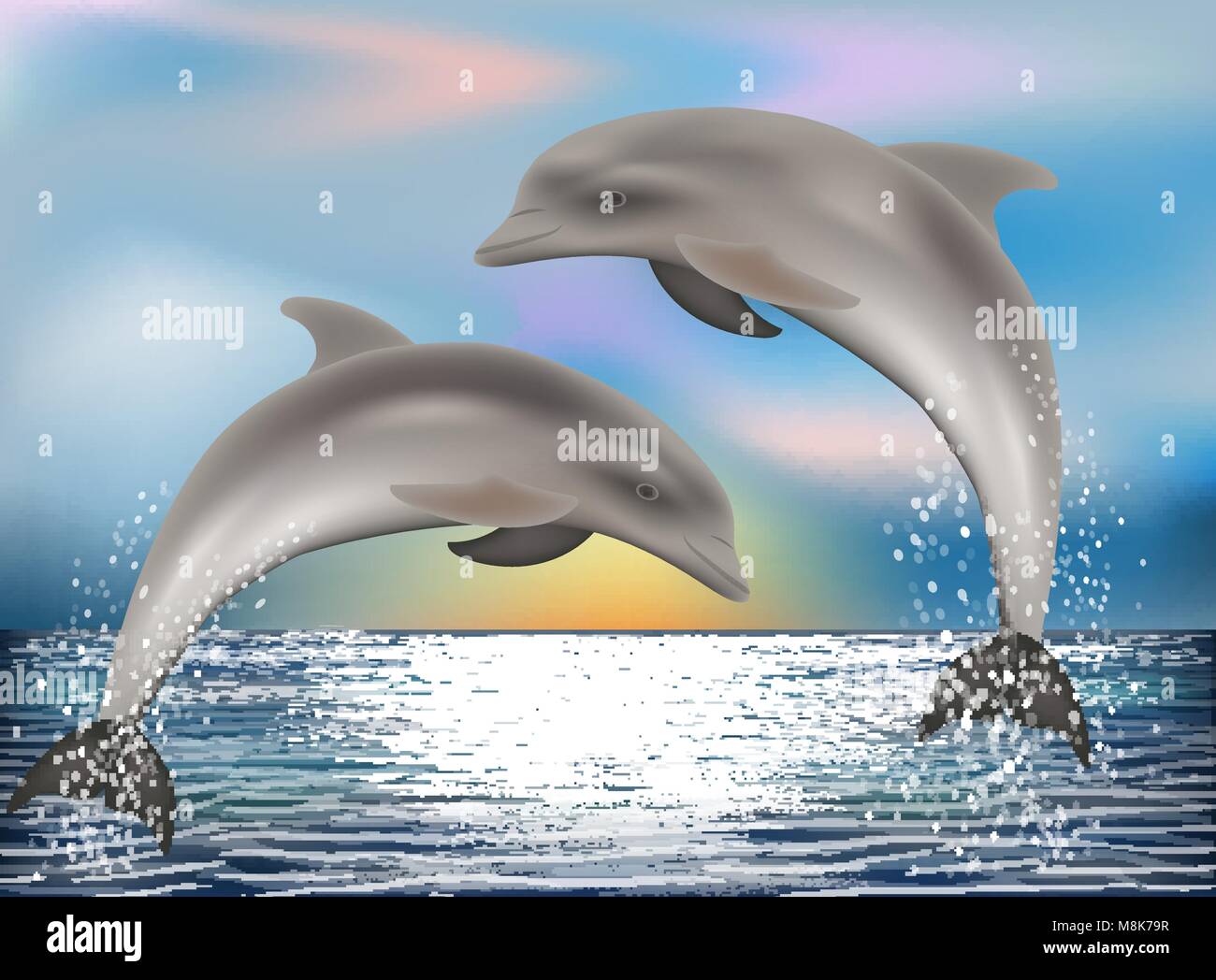 Two Dolphins background. vector illustration Stock Vector Image & Art ...